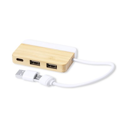 Bamboo USB and USB type C hub - axpol.com.pl